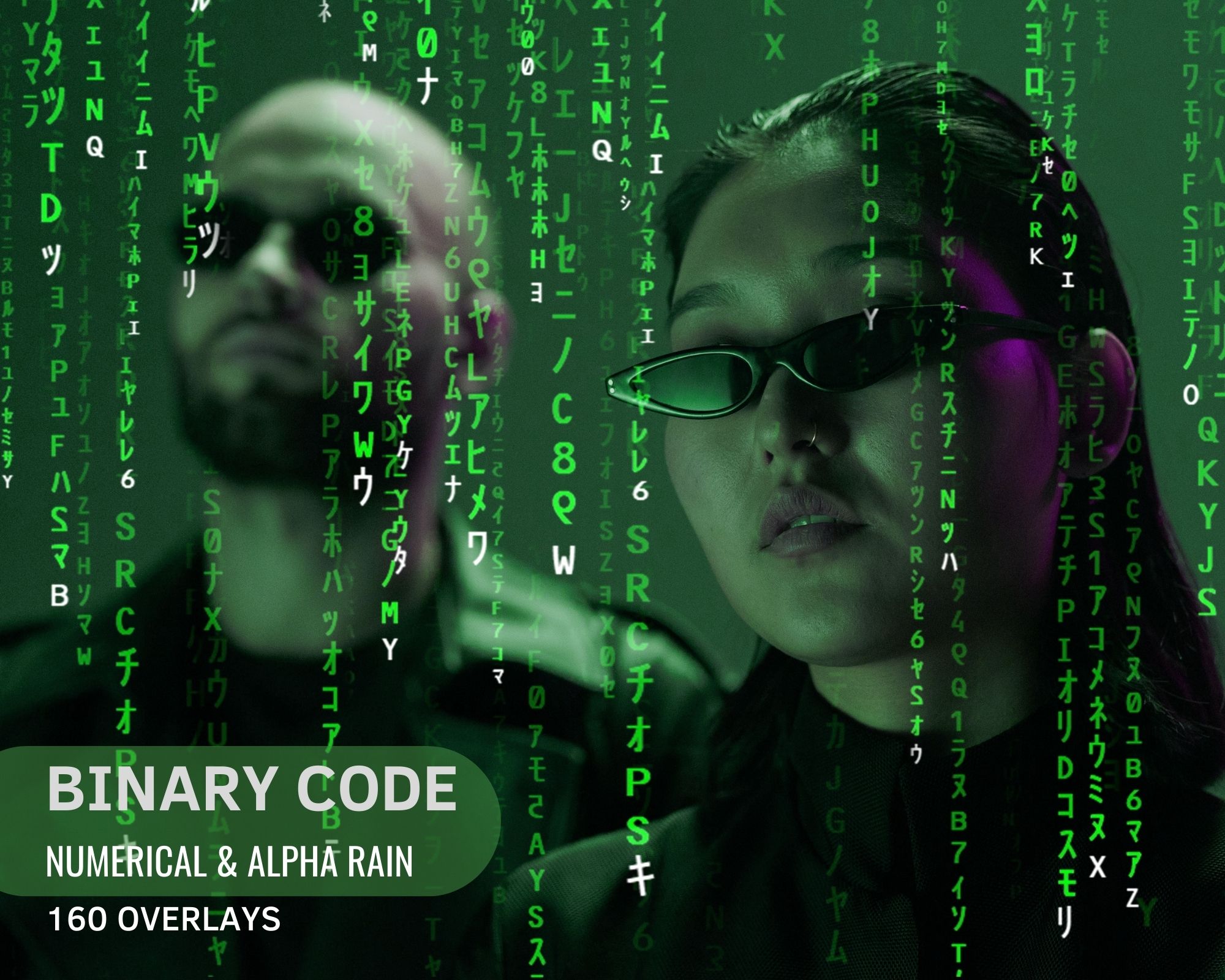 Binary Code - Numerical & Alpha Rain,Overlays., Add-ons | GraphicRiver